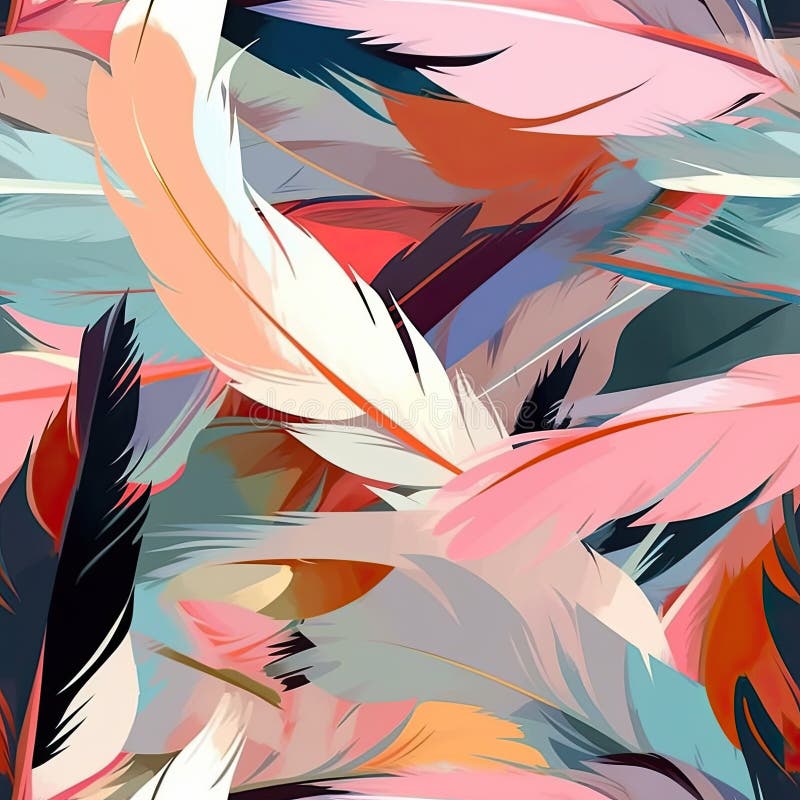 Colorful Abstract Feathers Pattern, Texture Print Pattern Seamless ...
