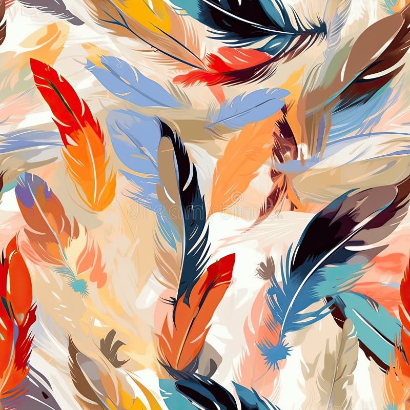 Colorful Abstract Feathers Pattern, Texture Print Pattern Seamless ...