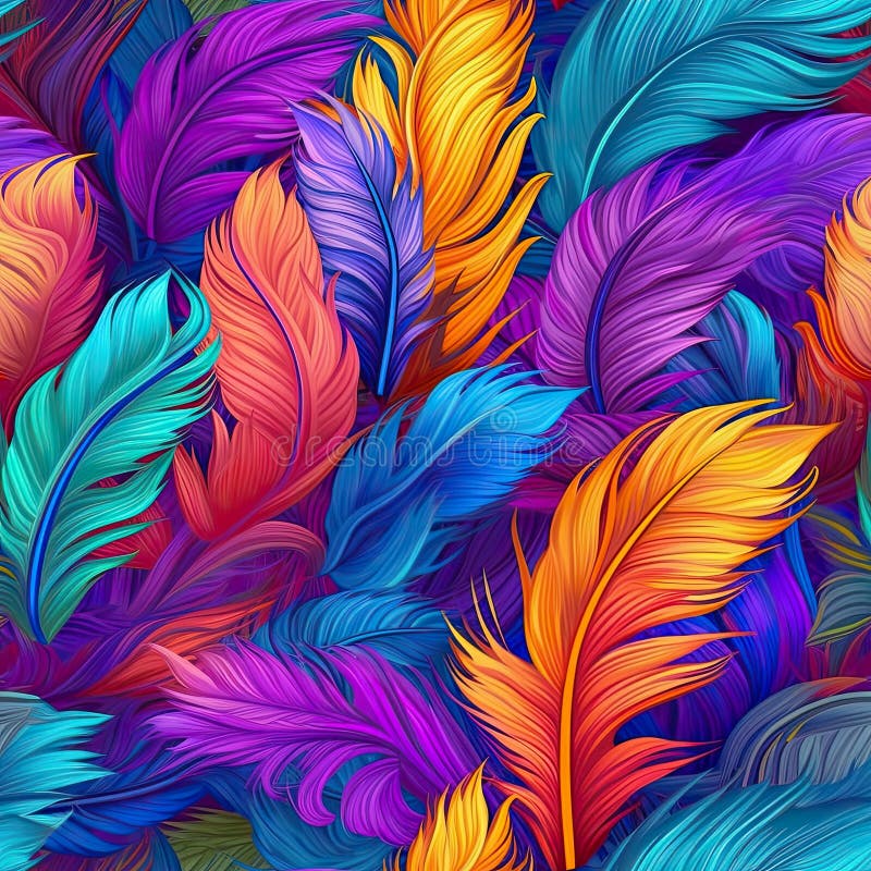 Colorful Abstract Feathers Pattern, Texture Print Pattern Seamless ...