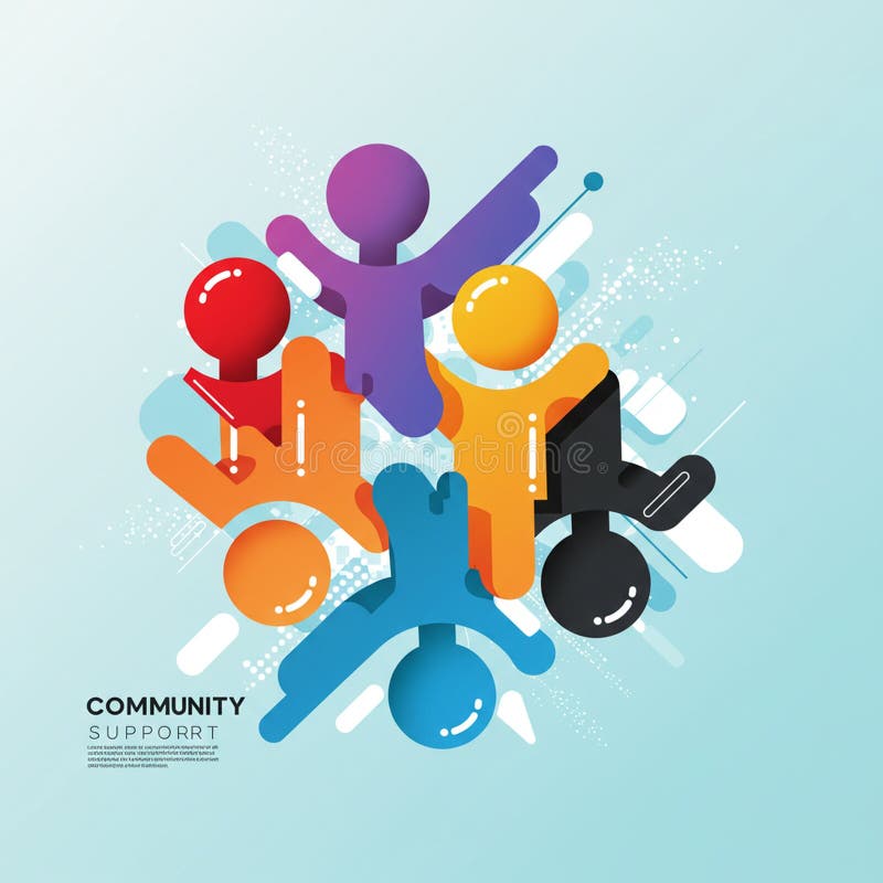 Colorful Abstract Figures Represent People in a Dynamic Composition ...