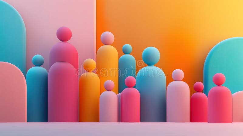 Colorful Abstract Figures Representing Diverse Audience. Abstract ...