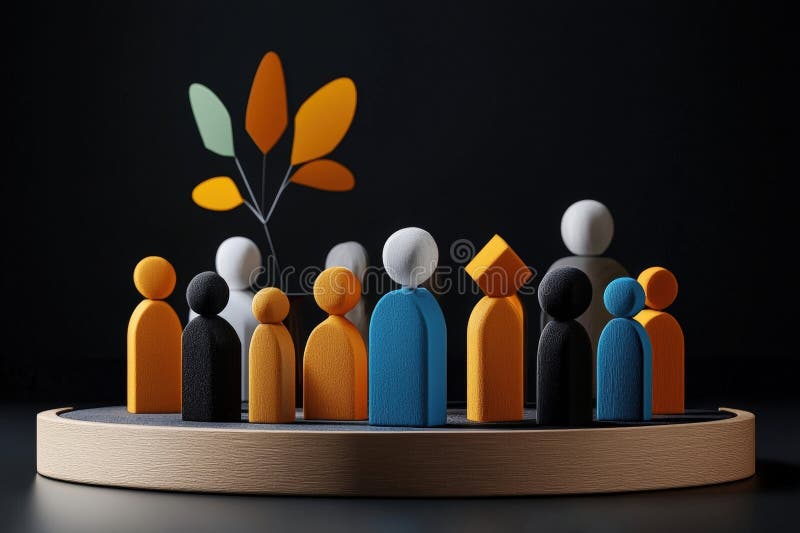 Colorful Abstract Figures Representing Teamwork and Collaboration on a ...