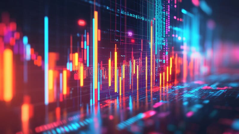Colorful Abstract Financial Data Charts in a Digital Interface Stock ...