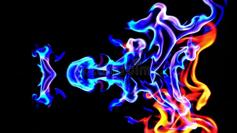 Colorful Abstract Flame Pattern on Black Background, Vibrant Energy and ...