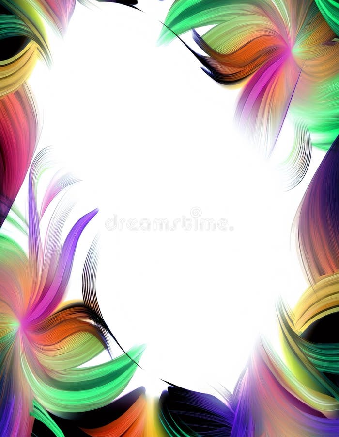Colorful Abstract Floral Frame Creating White Copy Space Stock Image ...
