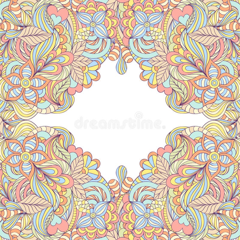 Colorful Abstract Floral Frame Stock Vector - Illustration of leaf ...