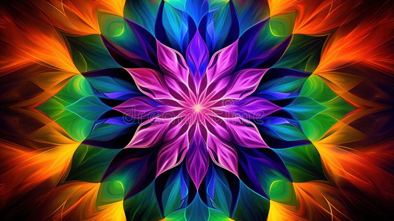 A Colorful Abstract Flower Design with a Bright Center, AI Stock Photo ...