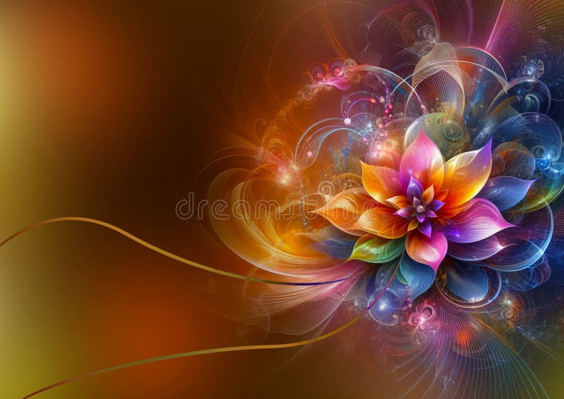 Colorful Abstract Flower Digital Art Background Computer Generated Design Stock Illustration