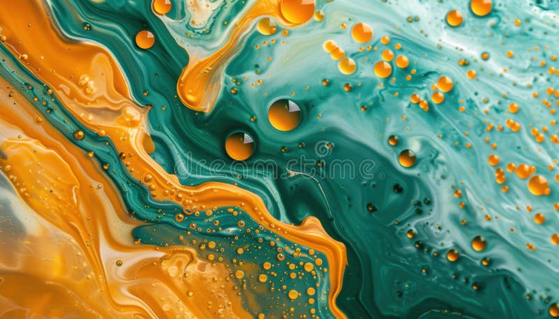 Colorful Abstract Fluid Art with Orange and Teal Patterns and Water ...