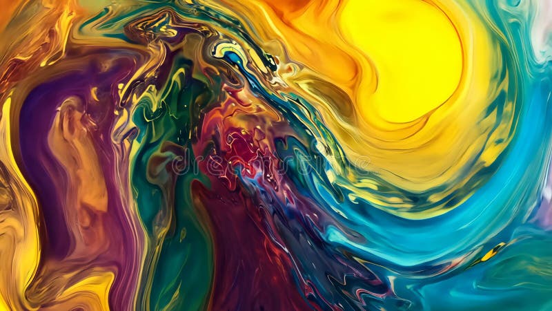 Colorful Abstract Fluid Art with Swirling Paint Patterns Stock Footage ...