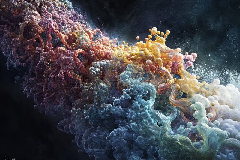 Colorful Abstract Fluid Dynamics Exhibit in a Dark Background ...