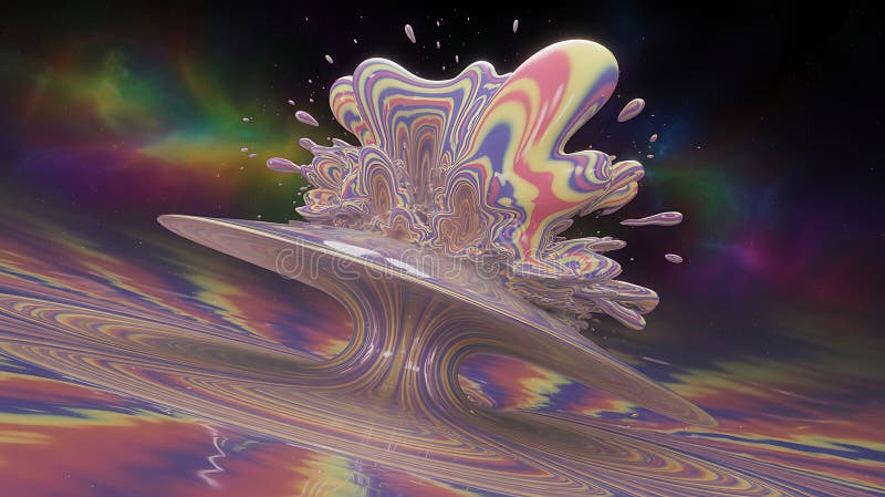 Colorful Abstract Fluid Explosion in Space Stock Illustration ...
