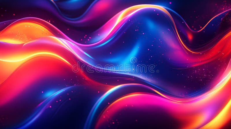 Colorful Abstract Fluid Wave Patterns with Neon Highlights Stock ...