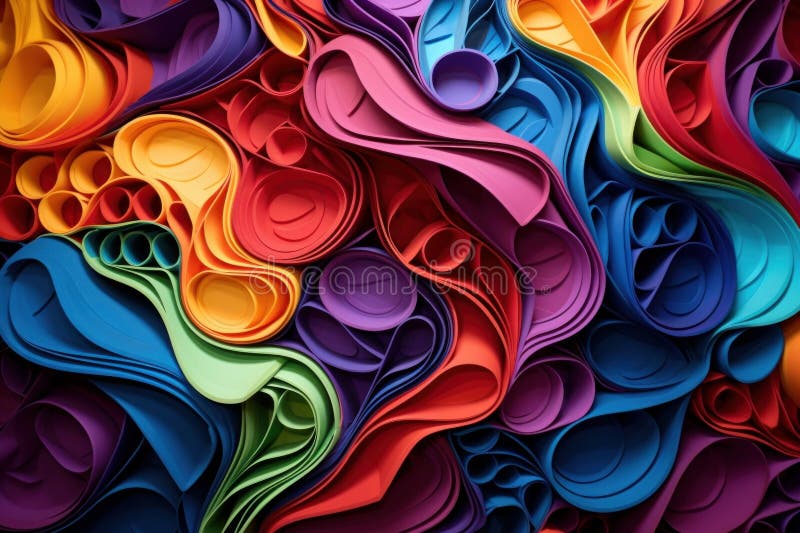 Colorful Abstract Folded Paper or Carnival Serpentine Effect Background ...