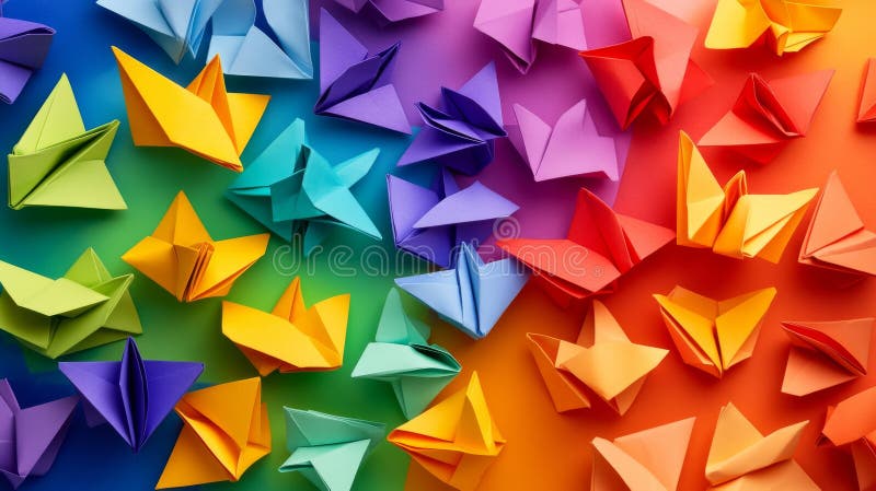 A Colorful Abstract of Folded Paper is Used As a Panorama Wallpaper ...