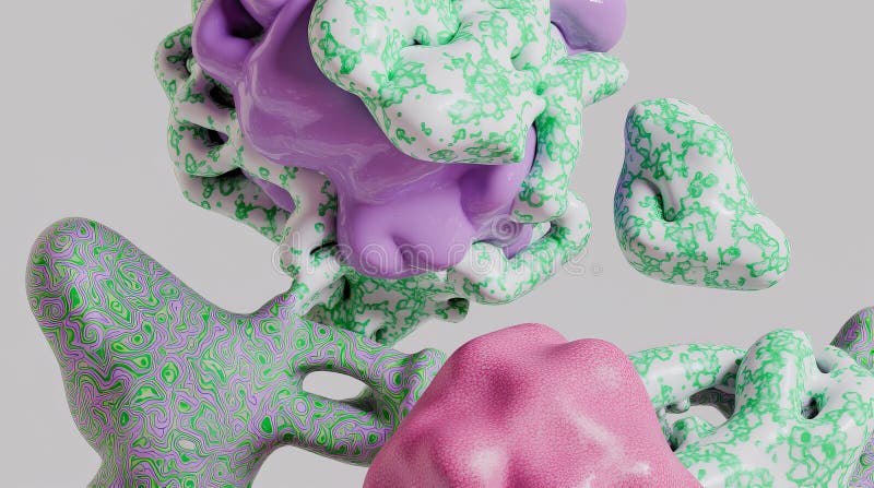 Colorful Abstract Forms Resembling Organic Structures in a Modern ...