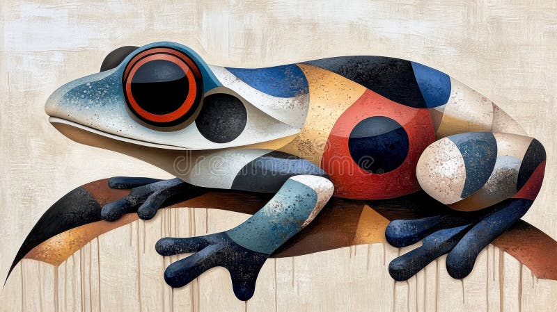 A Colorful Abstract Frog Design Featuring Vibrant Patterns and Textures ...