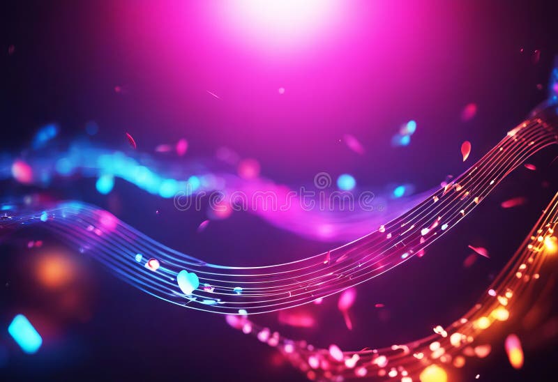 Colorful Abstract Futuristic Music Notes Abstract Background Glowing ...