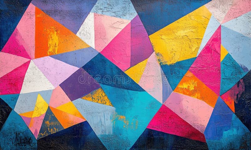 Colorful Abstract Geometric Art with Vibrant Triangles and Dynamic ...