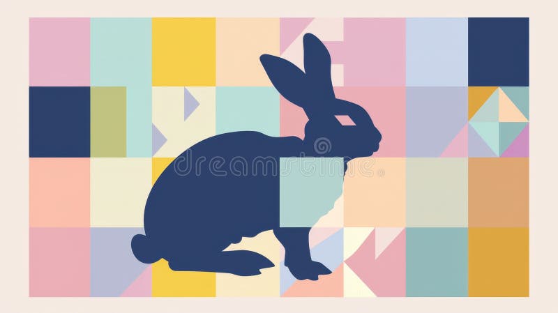Colorful Abstract Geometric Background with Rabbit Silhouette Stock ...