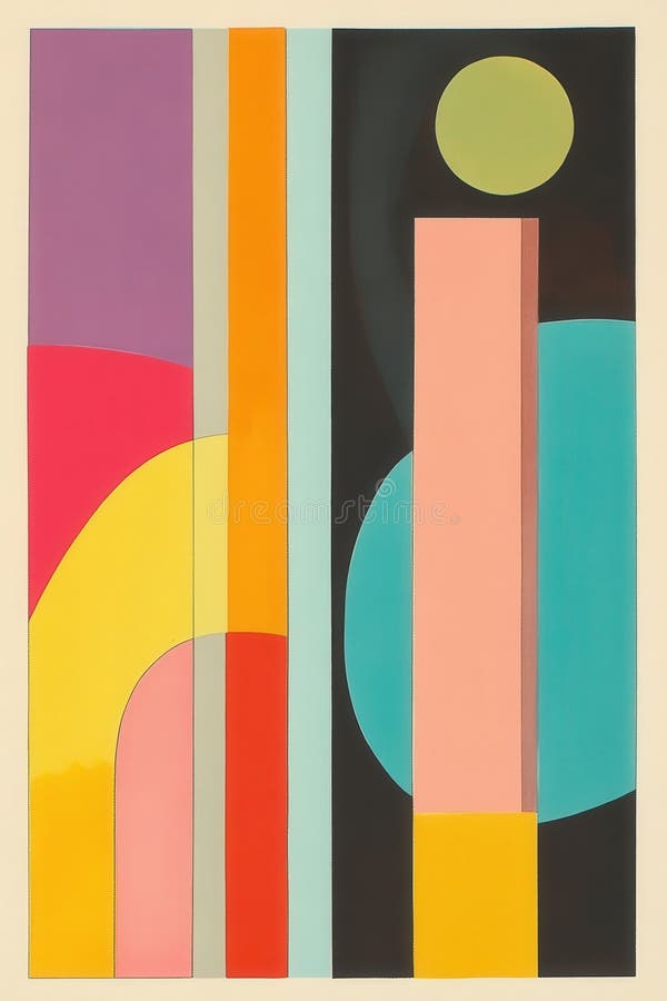 Colorful Abstract Geometric Composition with Shapes and Forms Stock ...