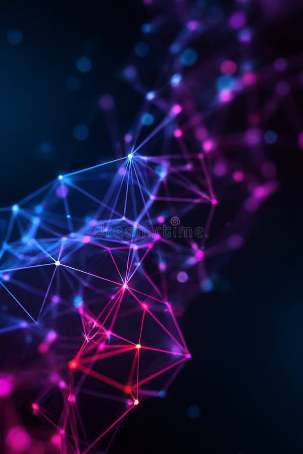 Colorful Abstract Geometric Design with Network Connections and Glowing ...