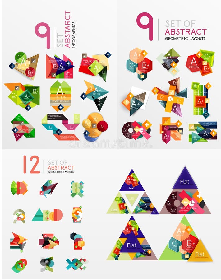 Colorful Abstract Geometric Layouts, Mega Stock Vector - Illustration ...
