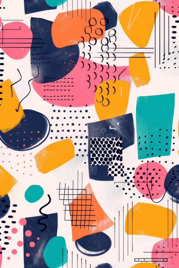 Colorful Abstract Geometric Pattern with Bold Shapes and Textures Stock ...