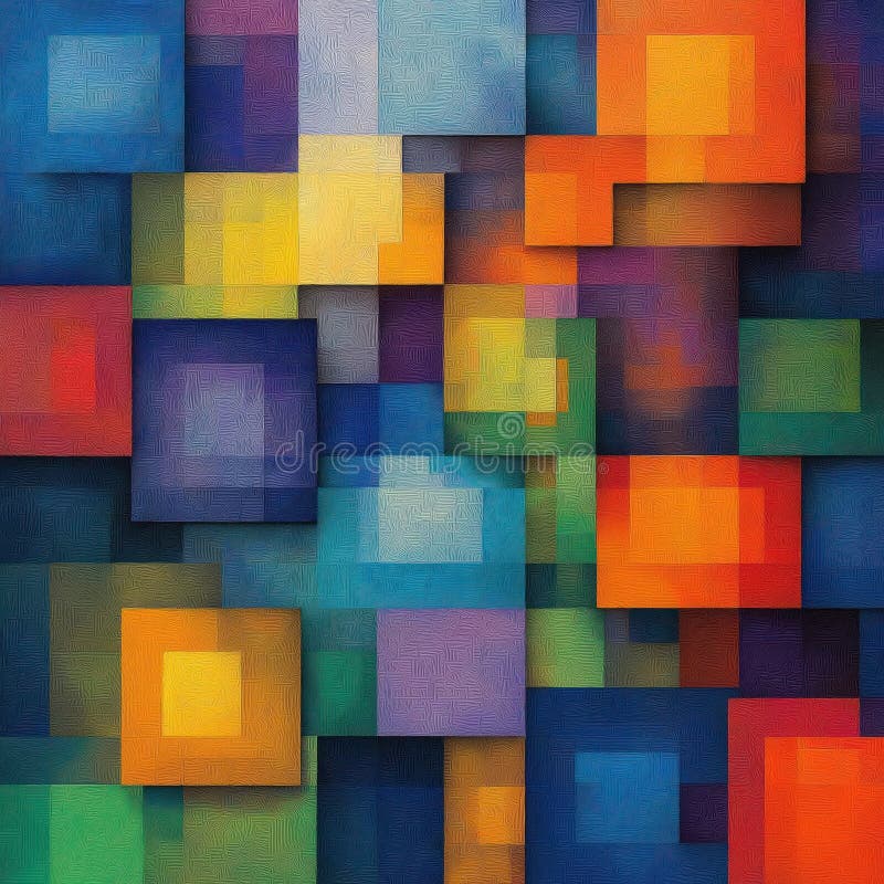 Colorful Abstract Geometric Pattern Composed of Squares. Bright Hues ...