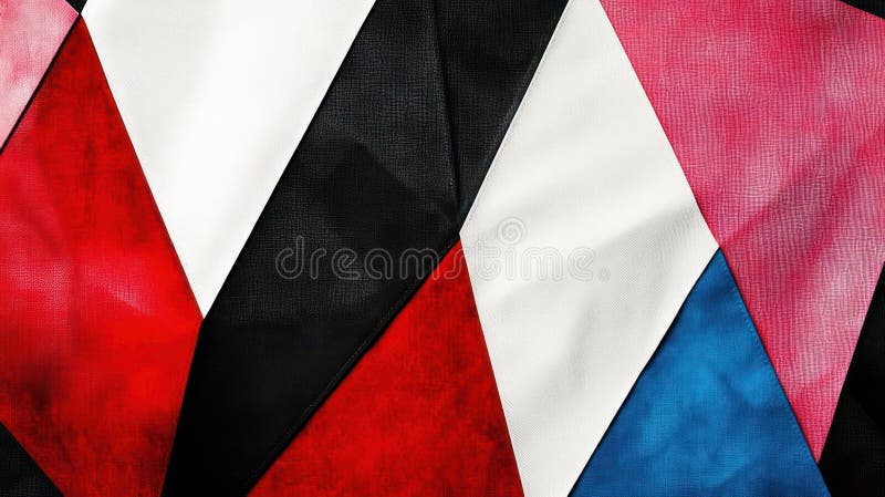 A Colorful Abstract Geometric Pattern Featuring Red, Black, White, and ...