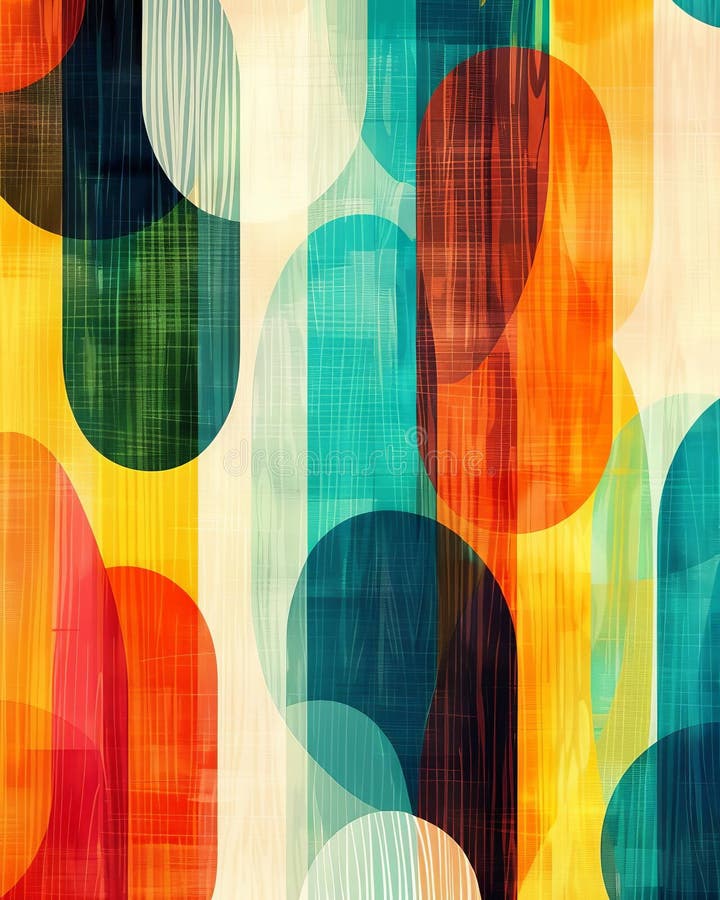 Colorful Abstract Geometric Pattern with Oval Shapes in Various Shades ...