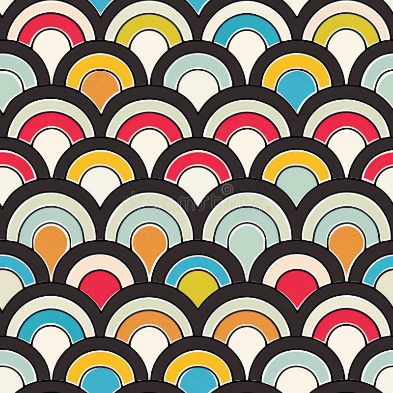 Colorful Abstract Geometric Pattern with Overlapping Arches Stock Photo ...