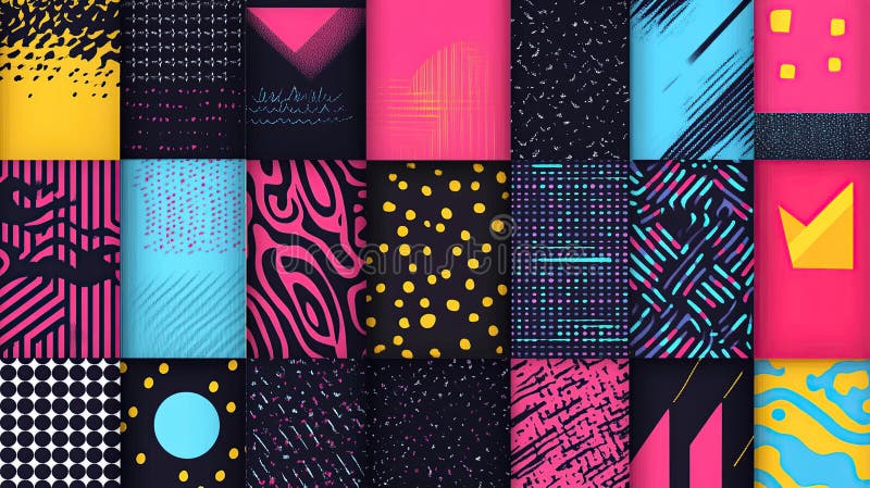 Colorful Abstract Geometric Patterns Collage Stock Illustration ...