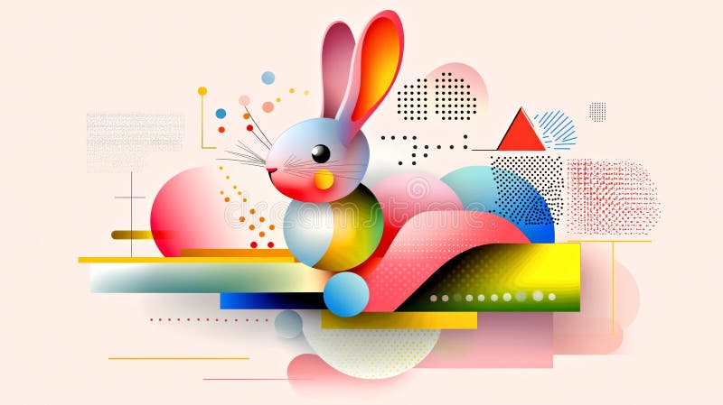 Colorful Abstract Geometric Rabbit Illustration with Modern Design ...