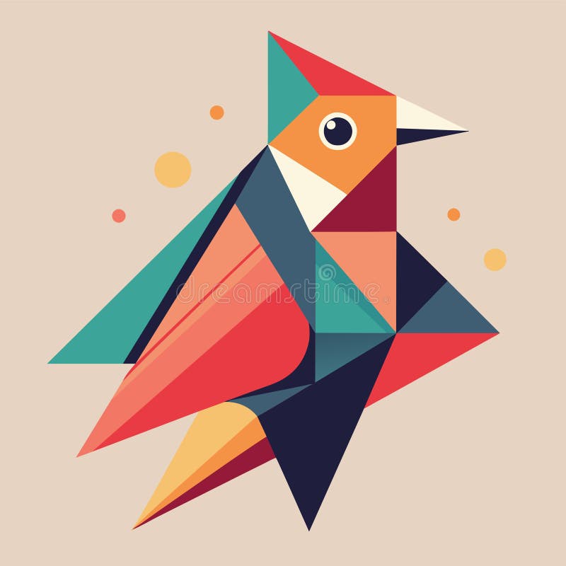 A Colorful Abstract Geometric Representation of a Bird, Created in a ...