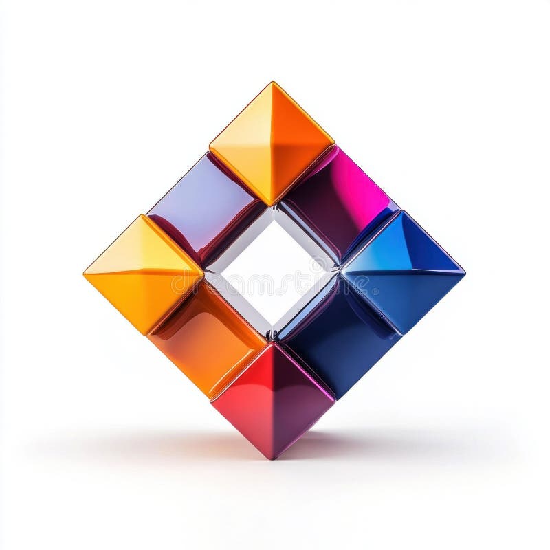 Colorful Abstract Geometric Shape on White Background Stock ...