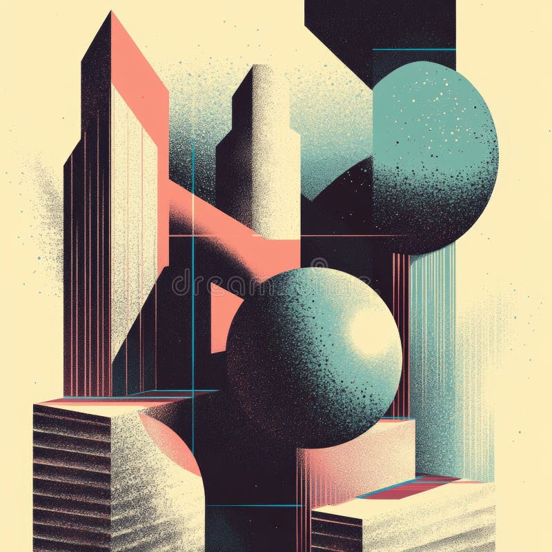 Colorful Abstract Geometric Shapes and Spheres Pattern Stock Image ...