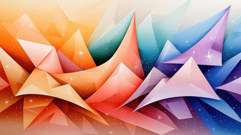 Colorful Abstract Geometric Shapes with Triangular Forms and Soft ...