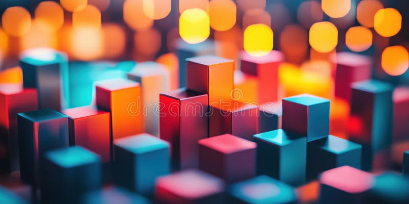 Colorful Abstract Geometric Shapes with Vibrant Lighting Effects in a ...