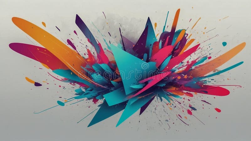 Colorful Abstract Geometric Splash on White Background Stock ...
