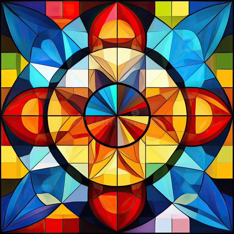 Colorful Abstract Geometric Stained Glass Pattern Stock Illustration ...