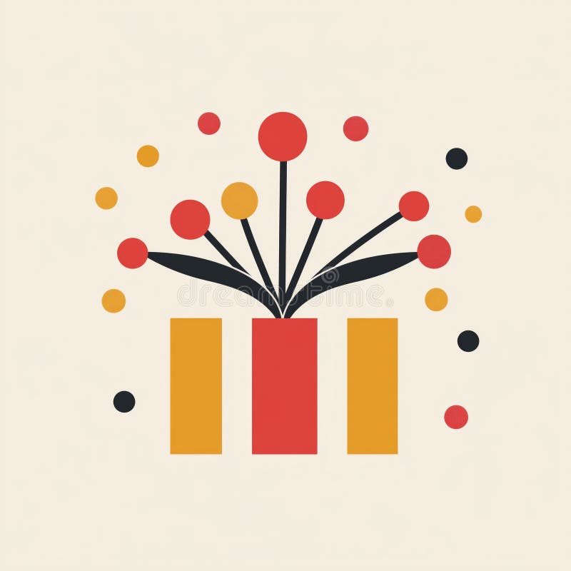 Colorful Abstract Gift Box with Floating Circles and Dynamic Design ...