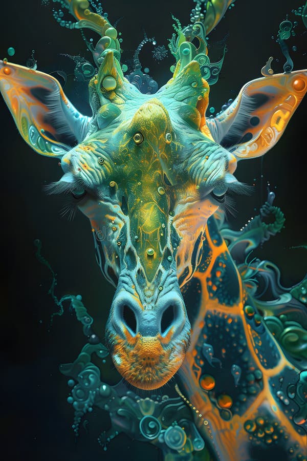 Colorful Abstract Giraffe with Fluid Artistic Design Stock Illustration ...