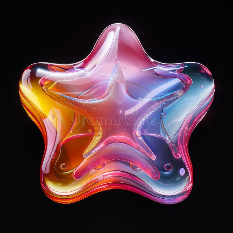 Colorful Abstract Glass Star Sculpture on Black Background Stock Image - Image of translucent ...