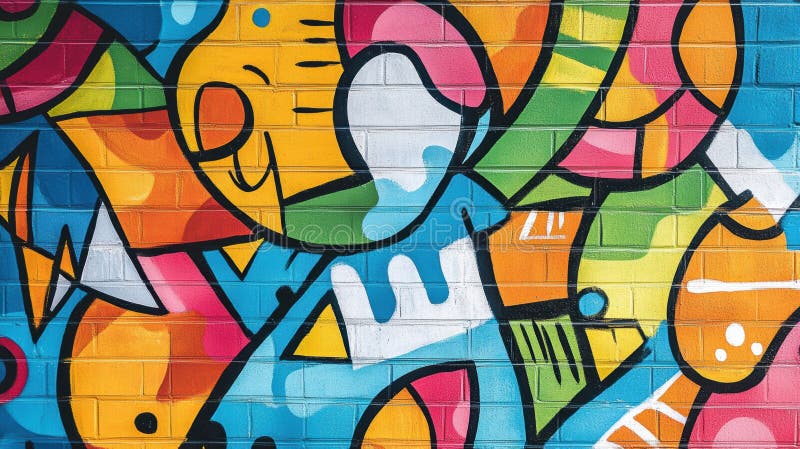 Colorful Abstract Graffiti Art Featuring Shapes and Playful Designs ...