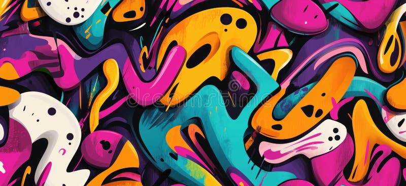 Colorful Abstract Graffiti Art Featuring Vibrant Shapes and Dynamic ...