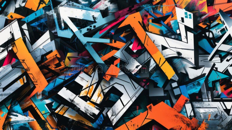 Colorful Abstract Graffiti Artwork on Urban Wall Stock Image - Image of ...