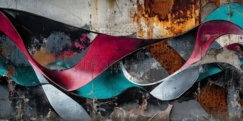 Colorful Abstract Graffiti Featuring Flowing Curves and Sharp Angles ...