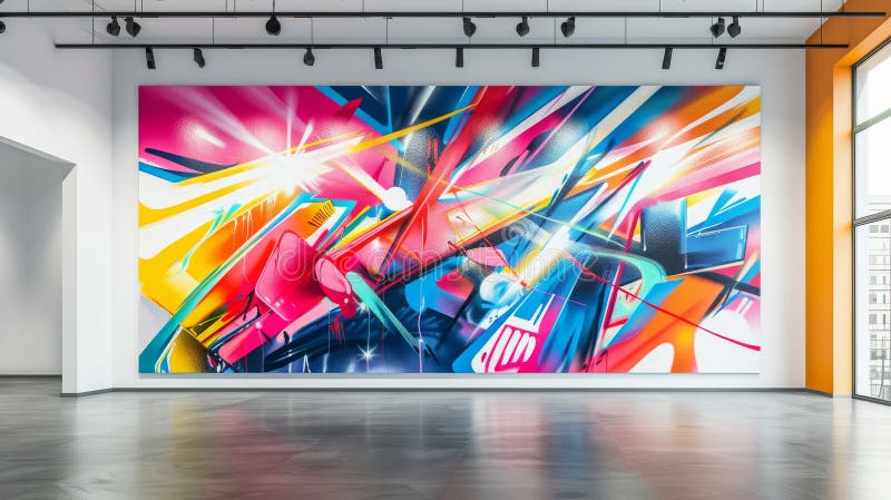 Colorful Abstract Graffiti Mural in Modern Art Gallery Stock Image ...