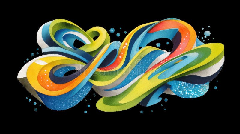 Colorful Abstract Graffiti Shape with Layered Papers and Dots on ...